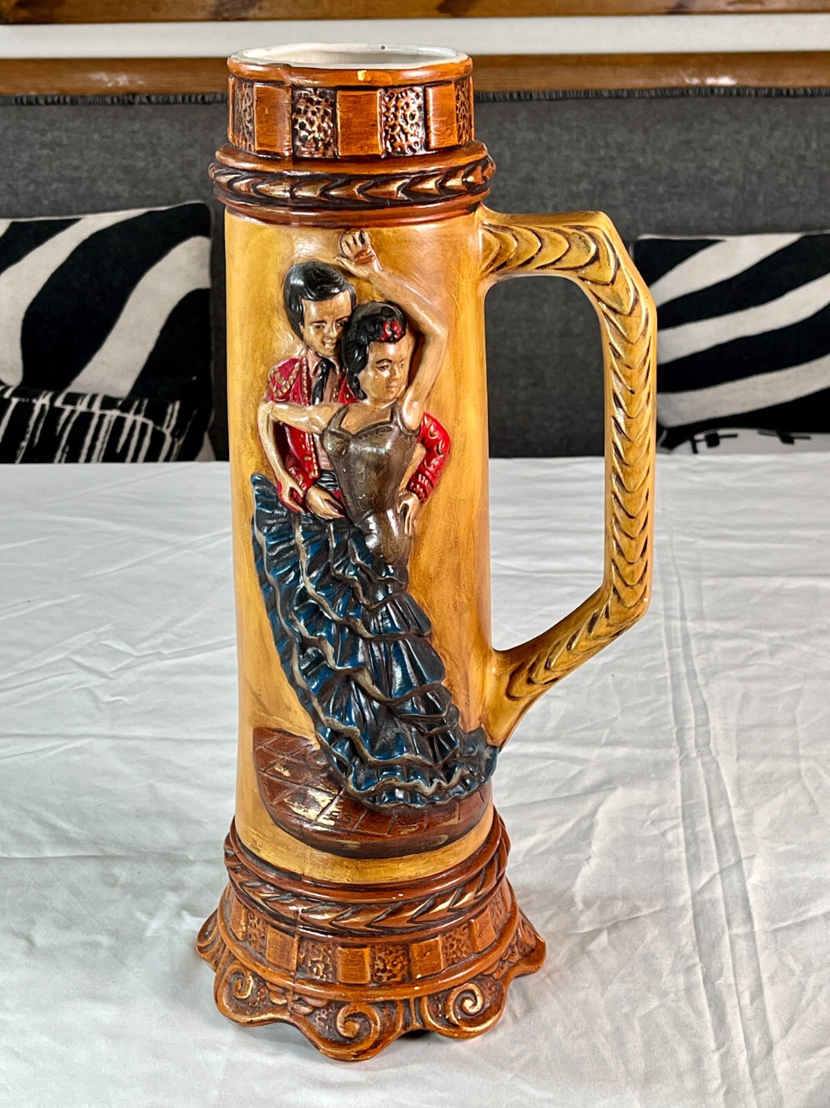 Vintage Large EUR-O-CON Mold Ceramic Beer Stein 1970's Flamenco Dancers ...