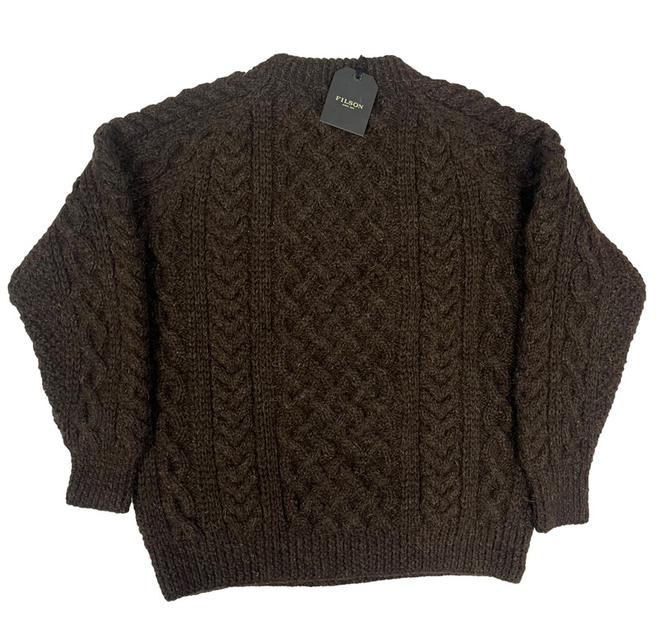 Filson Wool Fisherman's Sweater 20205484 Peat Scottish Irish Cable Hand ...