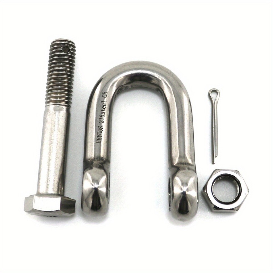 1PC 1/2'' Stainless Steel 316 Type D shackle with lock ring Clevis ...