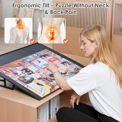 1000-Piece Tilting Puzzle Board with Stand, Portable 31"x24" Table ...