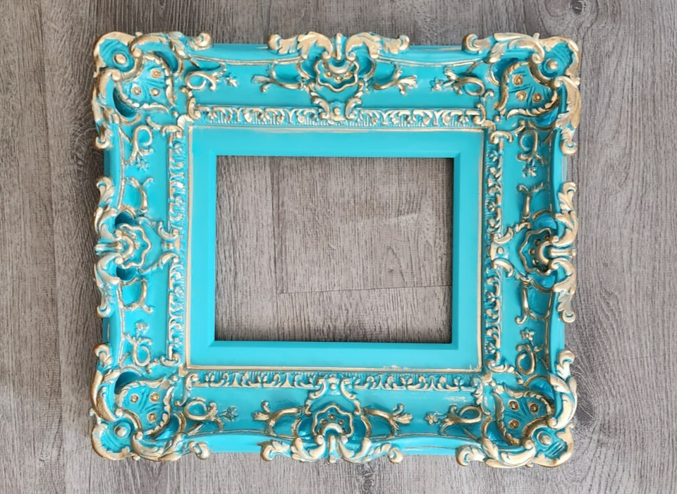 8.5x11 Turquoise Picture Frame, Baroque Style, Art Cottage Chic Fancy ...