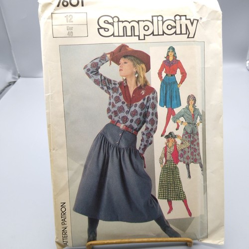 UNCUT Vintage Sewing PATTERN Simplicity 7601, Misses 1986 Skirt in Two ...