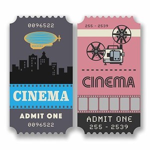 2 x 10cm Retro Cinema Ticket Vinyl Stickers Decals Laptop Movie Lover ...