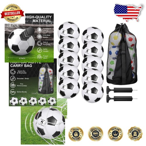 Complete Soccer Training Set: 10 Official Size 5 Balls with Pumps ...
