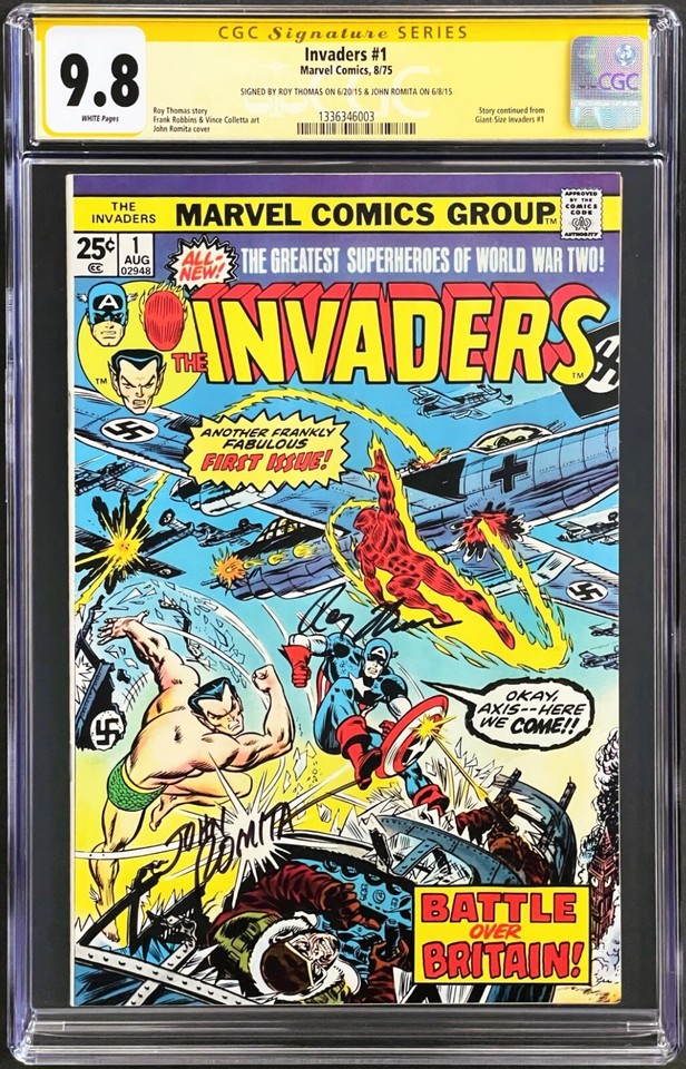 Invaders 1 CGC 9.8 Signed 1975 Marvel Comics Nazi WWII Cvr SS 2x Romita Thomas | eBay