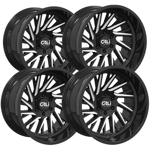 (4) Cali Off-Road 9114 Purge 24x14 6x5.5" -76 Black/Milled Wheels Rims ...