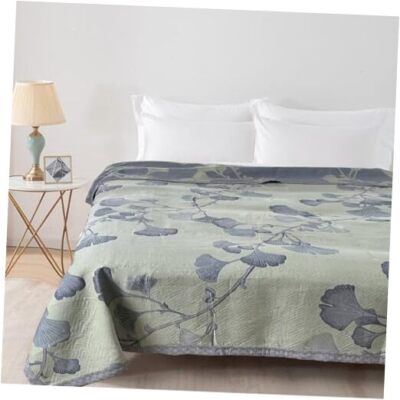 Ginkgo Leaf Cotton Quilt Gray Reversible Size Bedspread Coverlet for ...