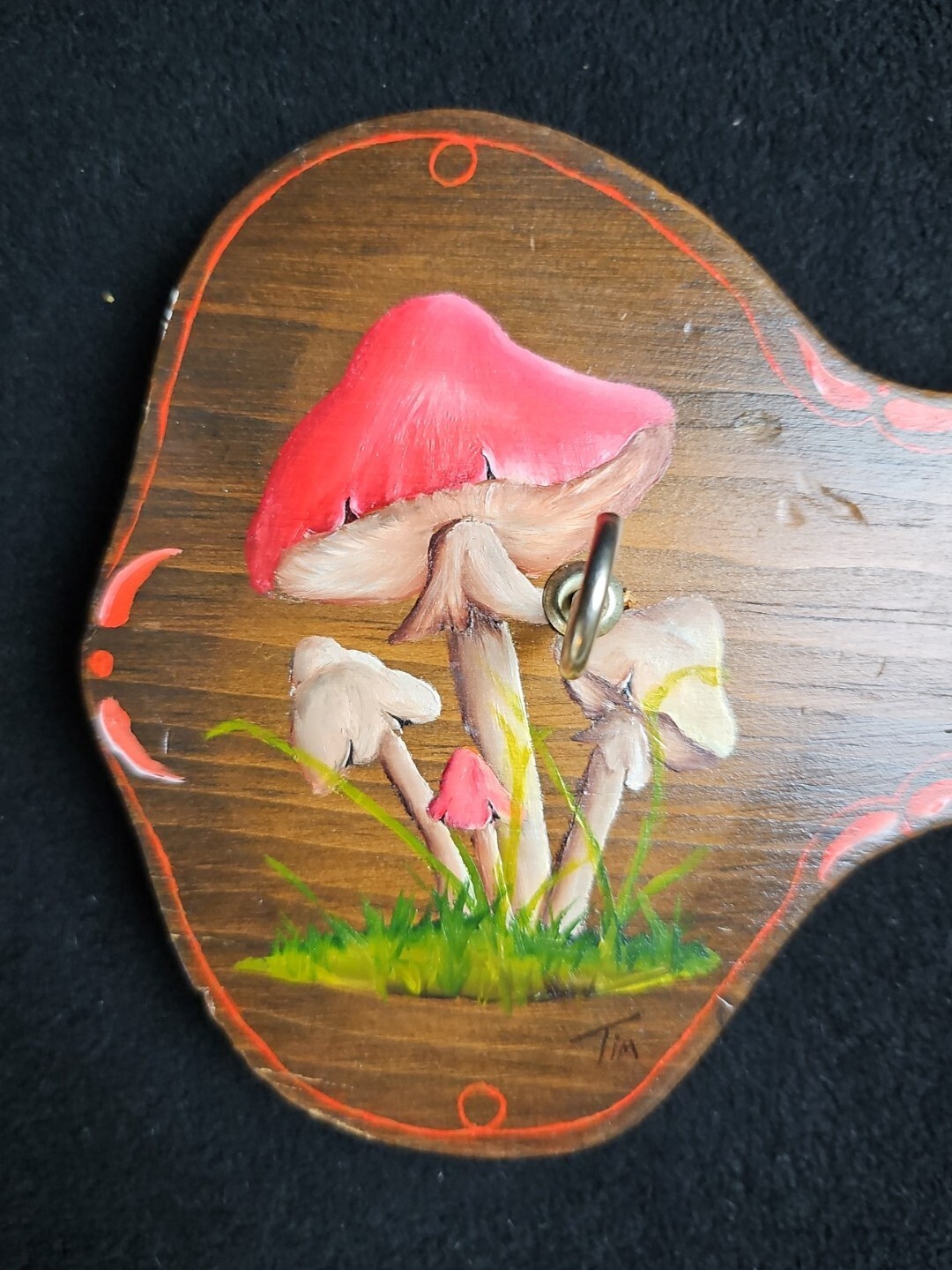 VINTAGE Mushroom Hand-Painted Folk Art Key Hanger Key Rack Wall Mount ...