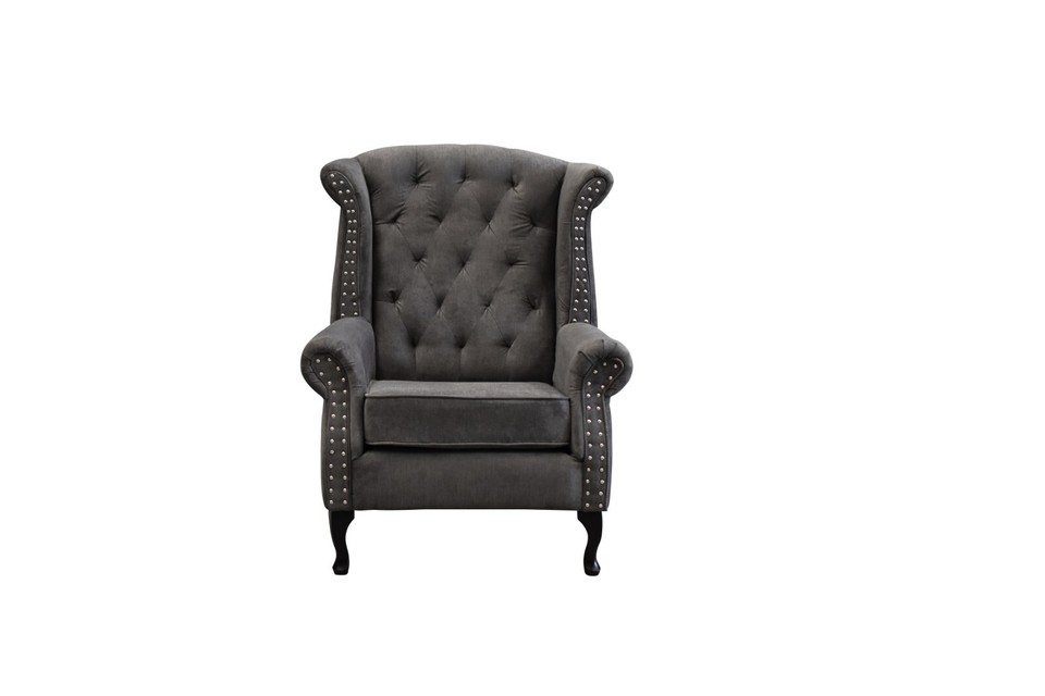WINGBACK CHAIR - AVAILABLE IN GRAPHITE AND SILVER - BLACK LEGS | eBay UK