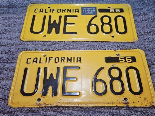 1956 California License Plates, 1960 Validation Sticker, DMV Clear ...