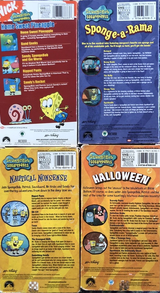 Lot 4 VHS Tapes Spongebob Squarepants Nickelodeon TV Cartoon | eBay