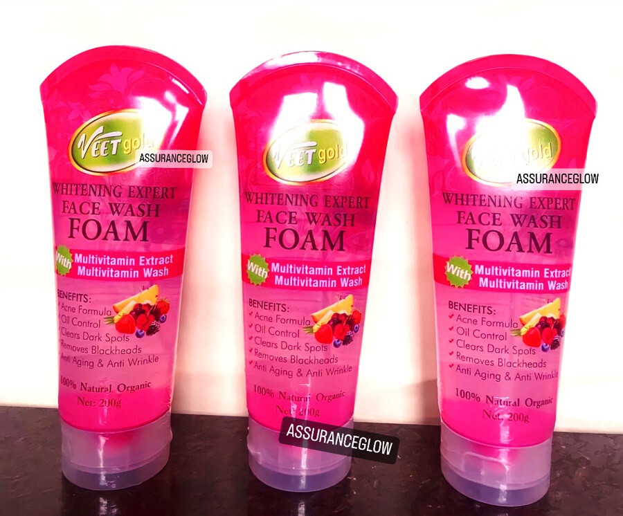 Veet Gold Face Wash Foaming Cleanser Multivitamin Extract (Pink) 200g ...