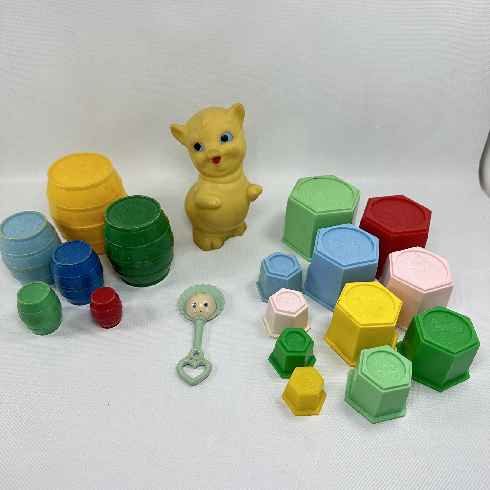 Vintage Toy Lot Billie & His Barrels, Plastic Nesting Blocks, Raddle ...