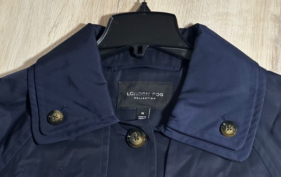 NWT London Fog Womens Coat Blue M Single-Breasted Full Buttons Pockets ...