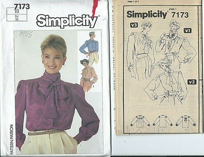 S 7173 sewing pattern Front Buttoned BLOUSE SHIRT long sleeves sew ...
