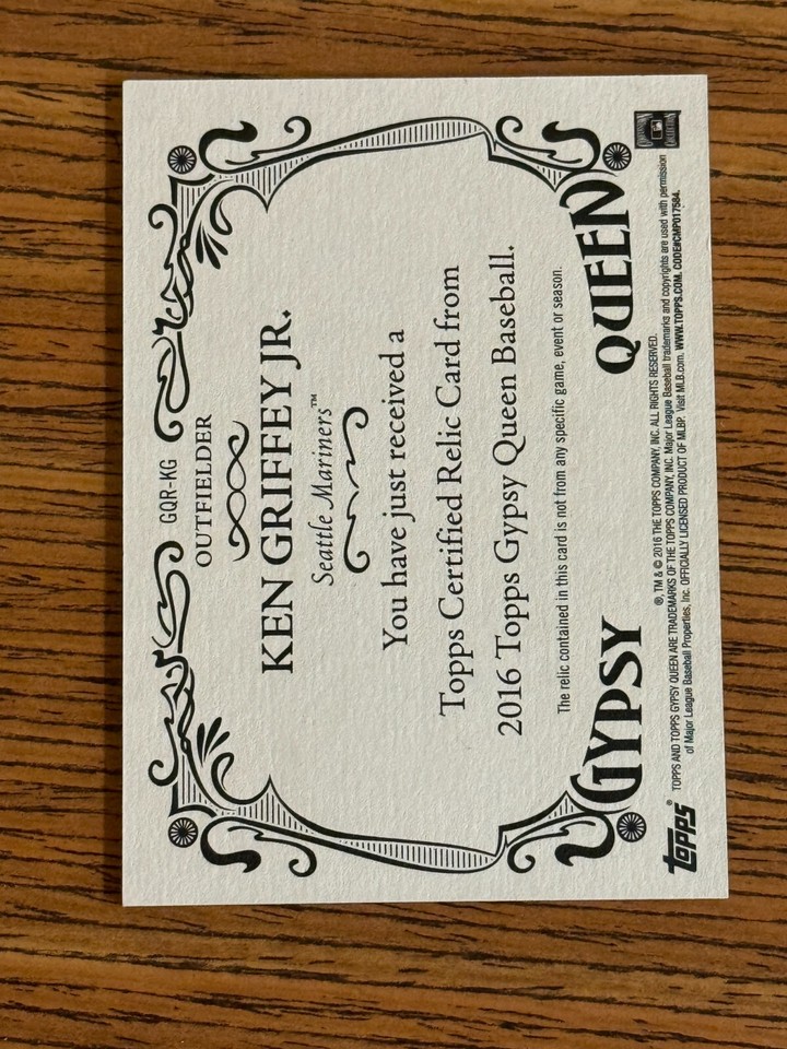 2016 Gypsy Queen Ken Griffey Jr. Relic Seattle Mariners | eBay