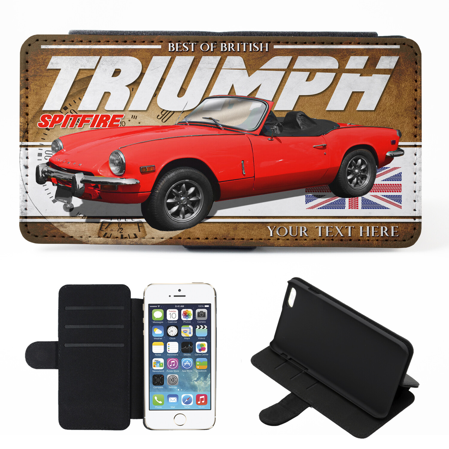 Personalised Triumph Spitfire iPhone Case Classic Car Flip Phone Cover ...