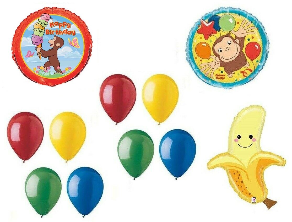 Curious George Balloons Brown Monkey Illustration, Curious George