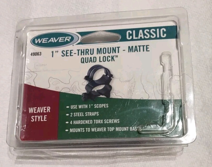 Weaver Classic 1" See-Thru Mount - Matte - Quad Lock - Fits up to 50MM ...