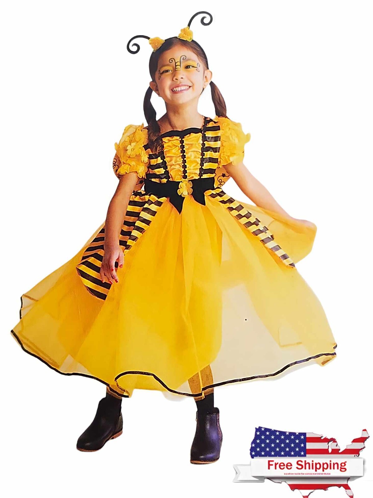 Hyde and Eek Toddler SWEET BEE Costume Dress with Wings Headband Size ...