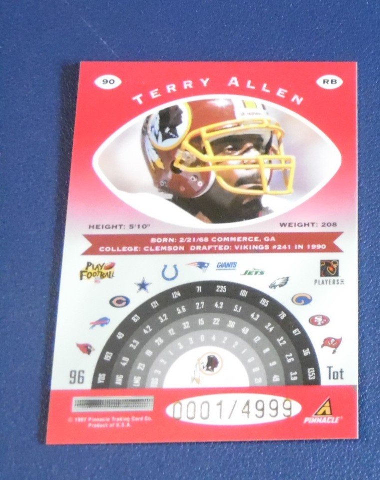 Terry Allen 1997 Pinnacle Totally Certified #90 #/4999 | eBay