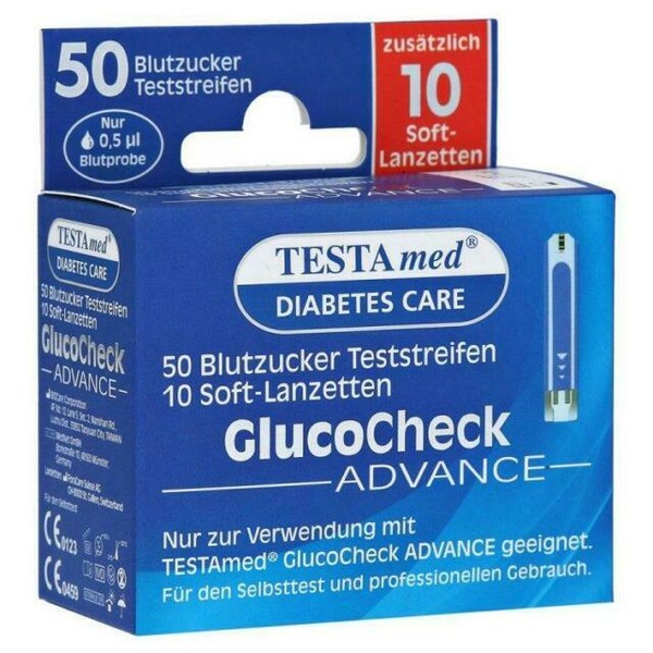 TESTAmed GlucoCheck ADVANCE Blutzucker-Teststreifen - 50 Stück (Kit mit ...