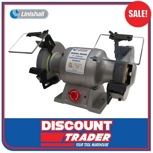 Linishall Heavy Duty Workshop Bench Grinder 150mm 6" 350W 0.5Hp with E ...