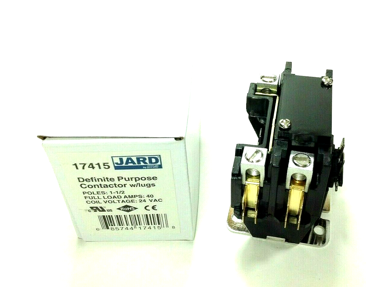 1-1/2 Pole Contactor, 40 Amp, 24V coil MARS JARD 17415 HEAVY-DUTY LUGS ...