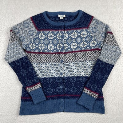Sundance Sweater Womens Medium Blue Knit Fair Isle Cardigan Ladies ...