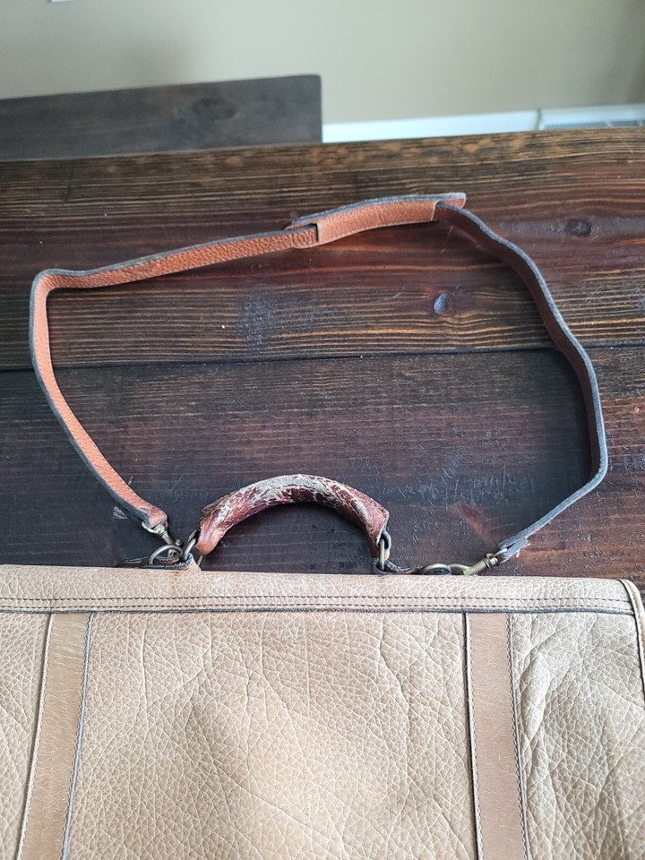 VINTAGE LEATHER BAG / LAPTOP CARRYING CASE WITH SHOULDER STRAP | eBay
