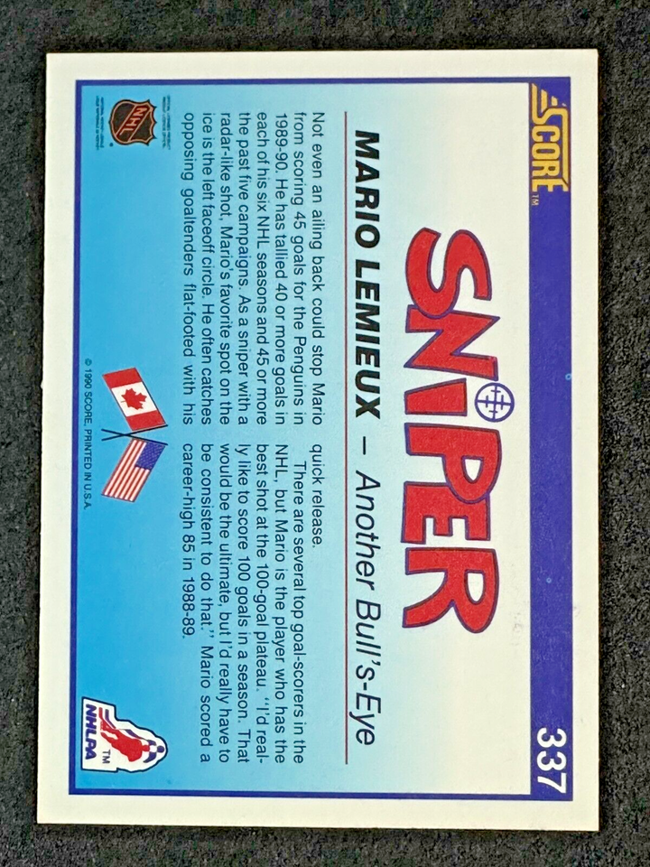 Mario Lemieux Sniper 1990-91 Score #337 | eBay