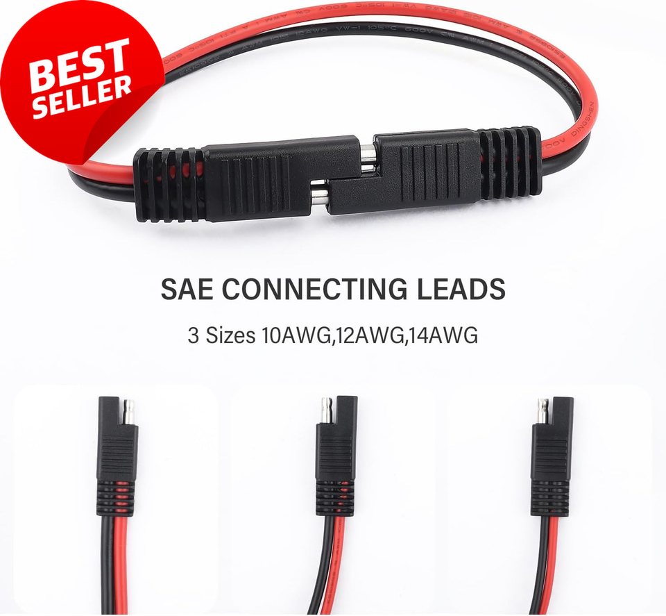 5PCS SAE Connectors Quick Disconnect, 2 Pin SAE Plug with 12 Gauge Wire ...