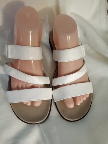 Basic Editions Sandals Womens Size 9 Wide. Strappy White Hook And Loop Closure | eBay