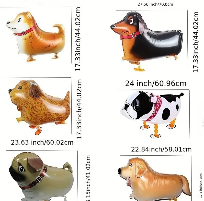 Balloons Dog Animal Farm Set of 6 Walking Airwalker Foil Balloon Helium ...