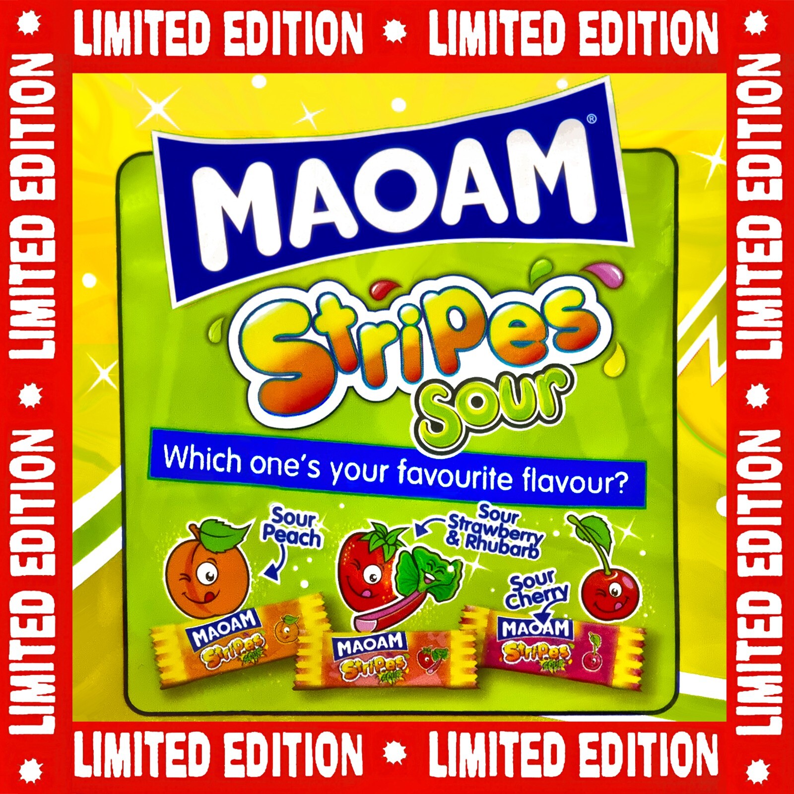 LIMITED EDITION Haribo Maoam Stripes SOUR Chew Fruit Sweet Candy Party ...