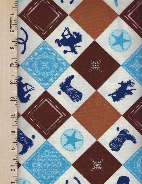 Riley Blake Cowboy 100 Cotton Fabric by The Yard Patchwork Blue for ...