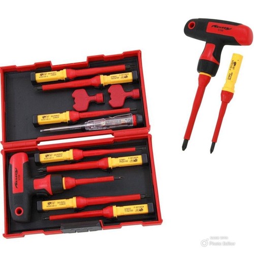 Neilsen 12pc Vde Insulated T Bar Pozi Flat Slotted Magnetic Tip Screwdriver Set | eBay