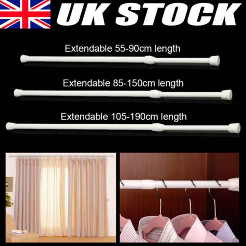 Spring Loaded Extendable Telescopic Net Voile Tension Curtain Rail Pole ...