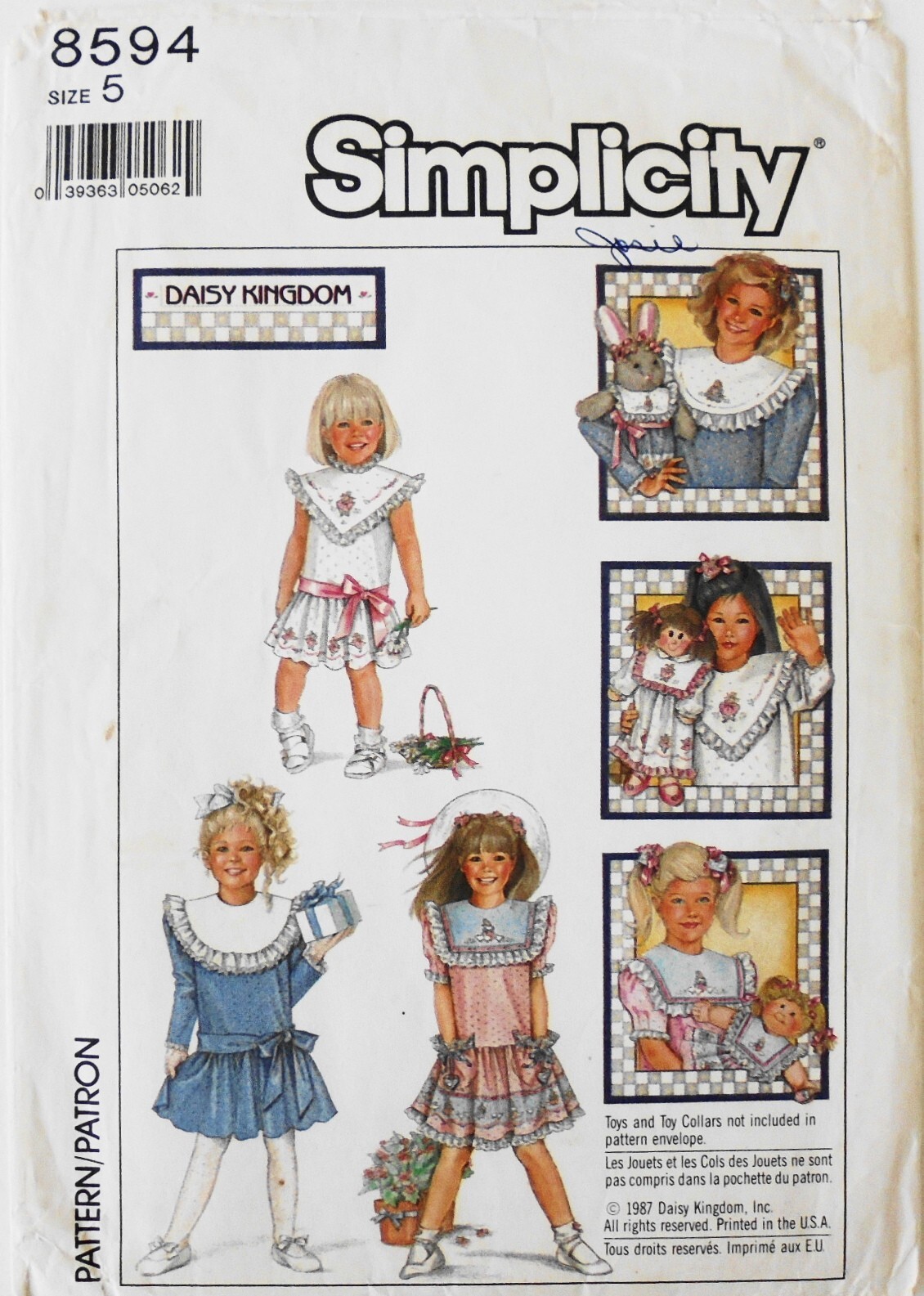 Simplicity 8594 Daisy Kingdom Girls Dress Detachable Collar Sewing ...
