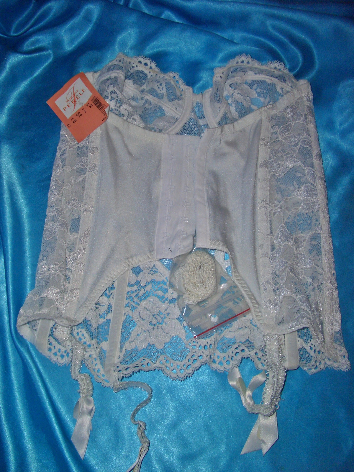Hochwertige Luxus Spitzen Straps Corsage 70 C weiß Simone Perele ...