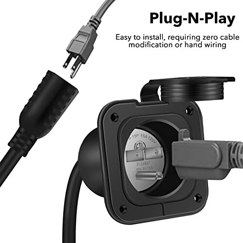 Gerguirry 15 Amp Flanged Inlet 125V NEMA 5-15P RV Shore Power Inlet ...