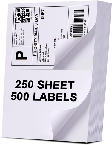 (500 Labels/250 Sheets) Half Sheet Labels, Shipping Labels 2 per Sheet ...
