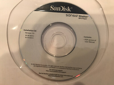 SanDisk Sansa Shaker 1.0 Installation CD Software Mini Disc And User ...