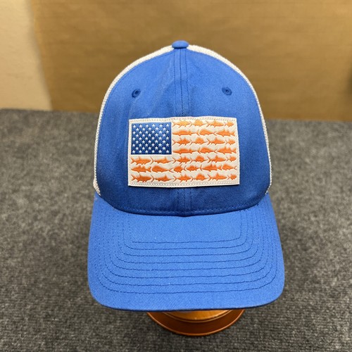 Columbia Sportswear PFG USA Fish Flag Logo Cap Adult Fitted OSFA Blue ...