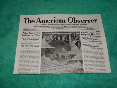 The American Observer September 10 1945 -Atomic Power -Allies Problems ...