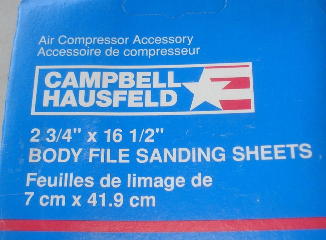 18 BODY FILE SANDING SHEETS (80 GRIT) CAMPBELL HAUSFELD 2-3/4 IN X 16-1 ...
