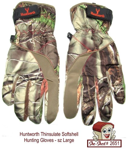 Huntworth Camo Hunting Gloves Thinsulate Softshell - Sz Large | eBay