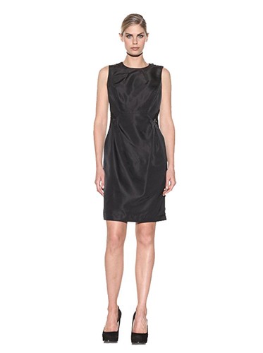 MAGASCHONI Collection NWT Black Dress 10 Silk Sheer Lace Insert Sheath ...