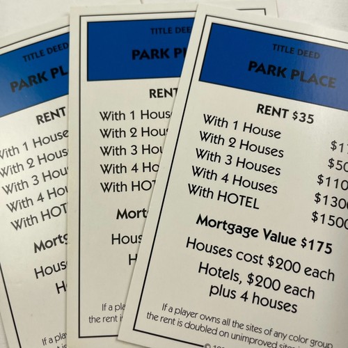 Monopoly Here Now Park Place Property Title Deed Card Replacement 2008 ...