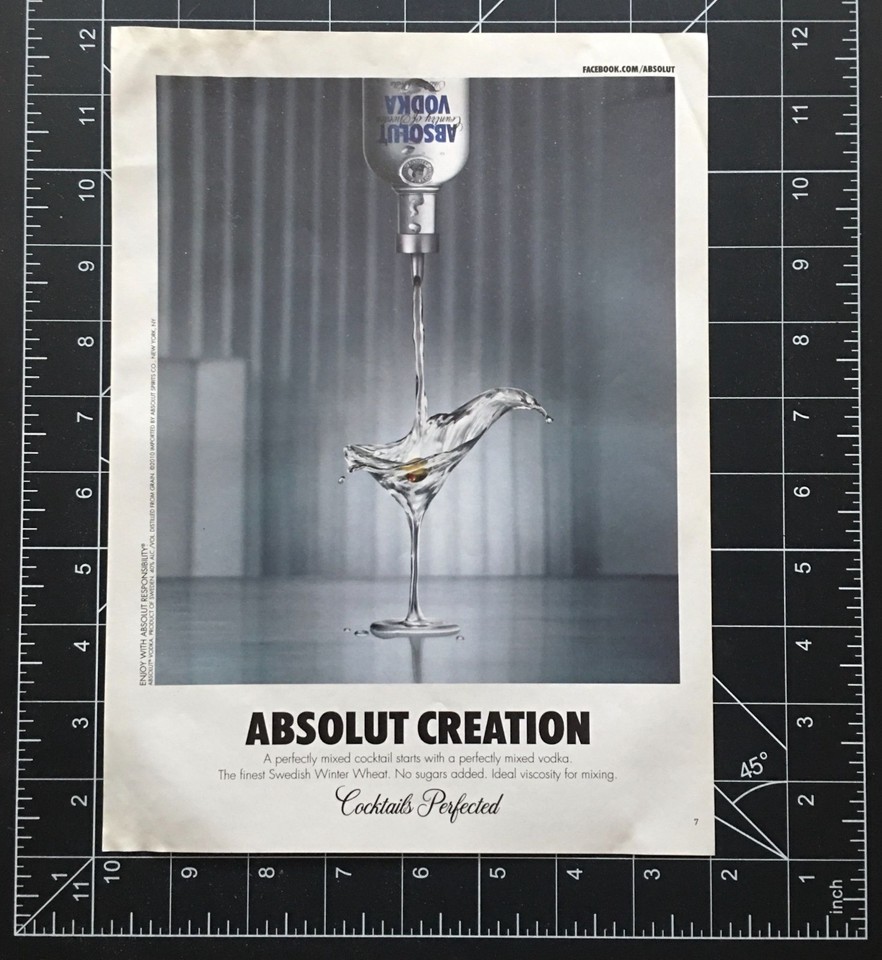 Absolut Vodka Magazine Print Ad Cocktails Perfected Bottle ...